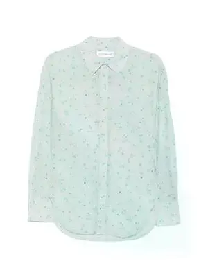 Victoria Beckham Floral-print Long-sleeve Shirt - Blue