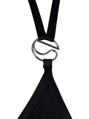 Coperni One-shoulder Swimsuit With Logo Plaque - Black