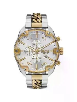 DIESEL® Spiked 49mm Chronograph Watch Silver