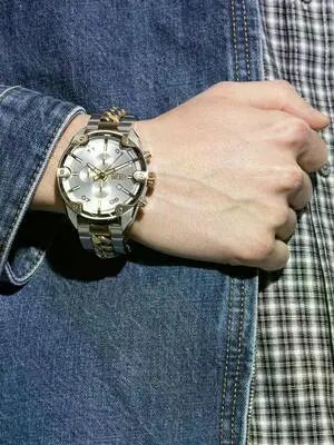 DIESEL® Spiked 49mm Chronograph Watch - Silver