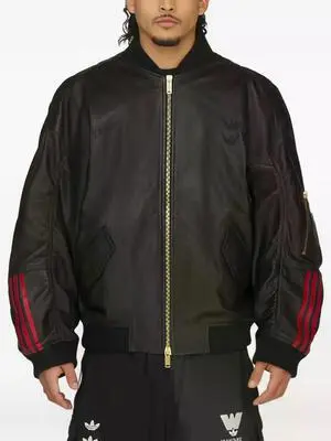 Adidas X Willy Chavarria Leather Bomber Jacket - Black
