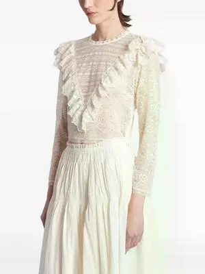 Antik Batik Flowi Lace-trimmed Top