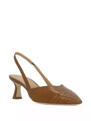 JULIE DEE Panelled Leather Slingback Pumps