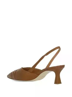JULIE DEE Panelled Leather Slingback Pumps