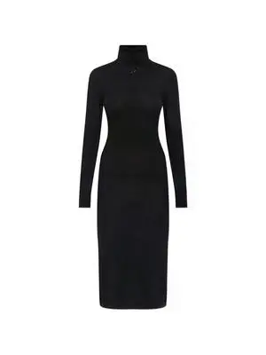 DIESEL® Logo-detail Turtleneck Midi Dress - Black