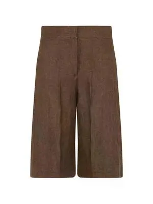 SLOWEAR Pressed-crease Wide-leg Shorts - Brown