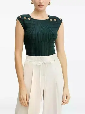 Guess Button Ribbed Top - Green