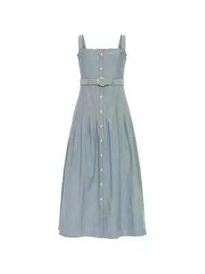 Cinq À Sept Button Belted Midi Dress