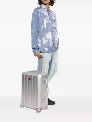 DIESEL® Ribbed-texture Suitcase With Logo Plaque - Silver