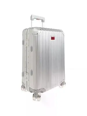 DIESEL® Ribbed-texture Suitcase With Logo Plaque - Silver