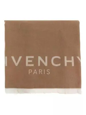 Givenchy Logo Fringed Scarf - Brown