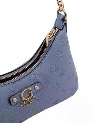 Guess Dita Debossed-logo Shoulder Bag - Blue