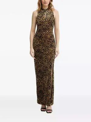 Guess Leopard-print Velvet Gown - Brown