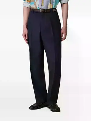 Paul Smith Pressed-crease Wool Trousers - Blue