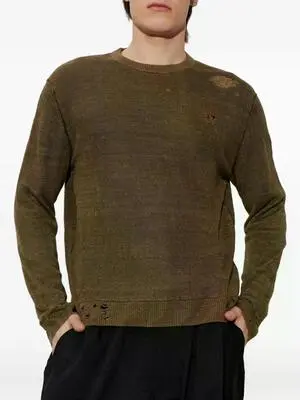 DIESEL® K-daianas Distressed Crew-neck Sweater - Green