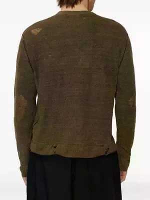 DIESEL® K-daianas Distressed Crew-neck Sweater - Green