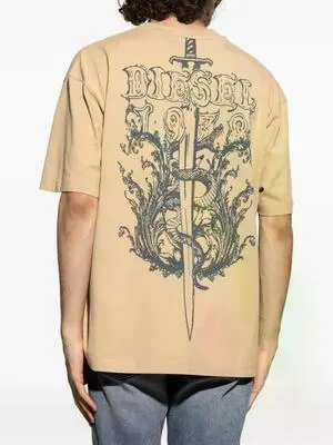 DIESEL® Embroidered-logo T-shirt - Neutrals
