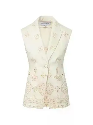 Veronica Beard Townes Eyelet Vest - Neutrals