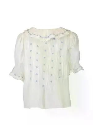 DÔEN Hettie Floral-embroidered Blouse - Neutrals