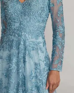 Mac Duggal Embroidered Long Sleeve A-line Gown