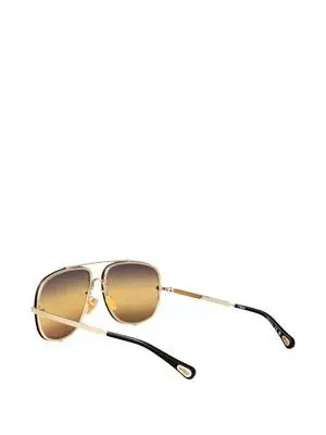 Chloé Ivy Double-bridge Pilot Sunglasses