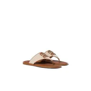 Miu Miu Canvas And Leather Thong Sandals