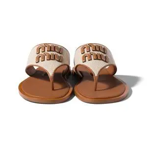 Miu Miu Canvas And Leather Thong Sandals