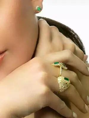 SUZANNE KALAN 18k Yellow Emerald And Diamond Stud Earrings - Gold