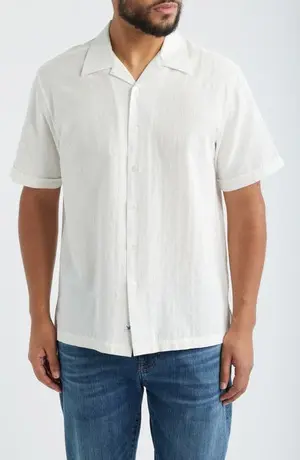 James Campbell Ephesia Slub Cotton Camp Shirt - Ivory