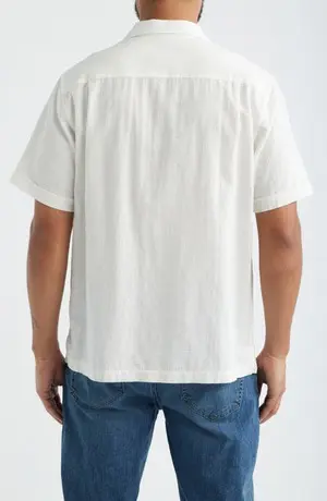 James Campbell Ephesia Slub Cotton Camp Shirt - Ivory