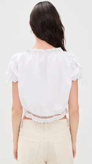 Warp + Weft Prairie Wind Floral Eyelet Blouse