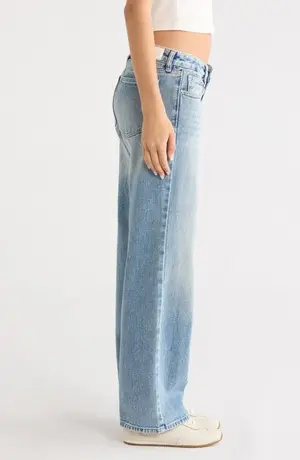 PACSUN Zoe Low Rise Wide Leg Girlfriend Jeans - Medium Indigo