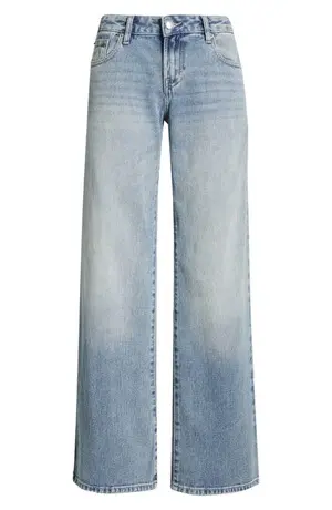 PACSUN Zoe Low Rise Wide Leg Girlfriend Jeans - Medium Indigo