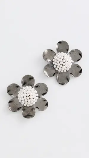 Deepa Gurnani Curie Floral Earrings - Gun
