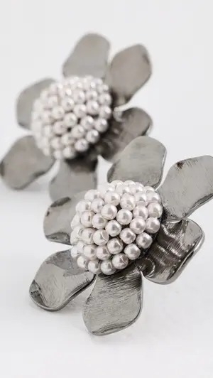 Deepa Gurnani Curie Floral Earrings - Gun