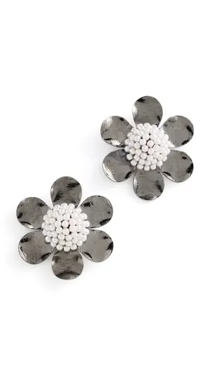 Deepa Gurnani Curie Floral Earrings - Gun