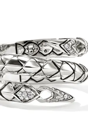 John Hardy Naga Sterling & Diamond Coil Ring - Silver