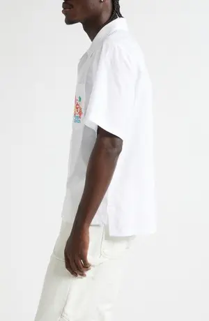 Casablanca Graphic Icons Embroidered Cotton Camp Shirt - Plain Shirting