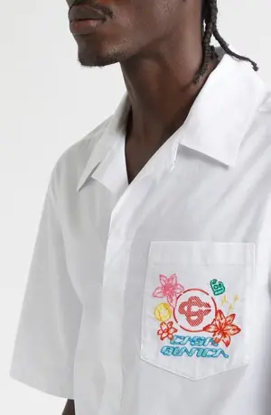 Casablanca Graphic Icons Embroidered Cotton Camp Shirt - Plain Shirting
