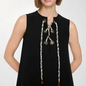 Burberry A-line Mini Dress With Check Lace-up Detail