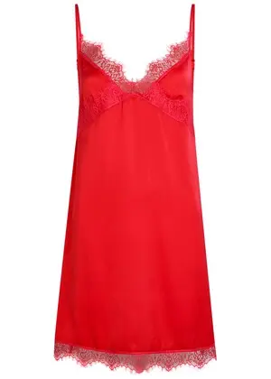 Simone Perele Satin Secrets Lace-trim Satin Mini Night Dress