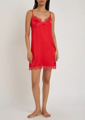 Simone Perele Satin Secrets Lace-trim Satin Mini Night Dress