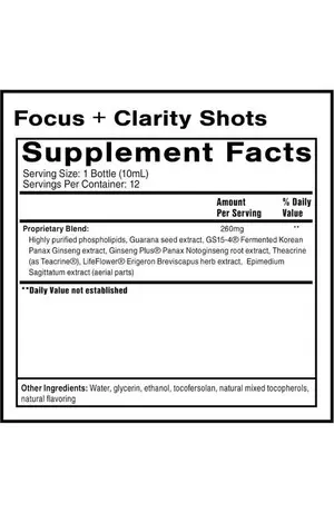 QUICKSILVER SCIENTIFIC Focus And Clarity Liposomal Energy Support Shot