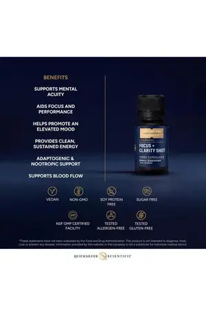 QUICKSILVER SCIENTIFIC Focus And Clarity Liposomal Energy Support Shot
