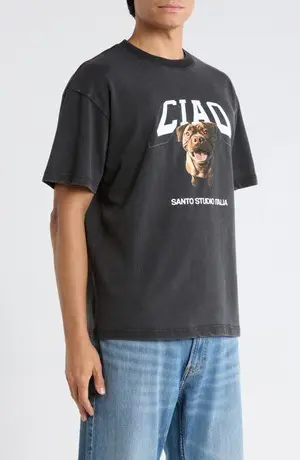 SANTO STUDIO Ciao Drappo Boxy Fit Cotton Graphic T-shirt