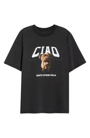 SANTO STUDIO Ciao Drappo Boxy Fit Cotton Graphic T-shirt