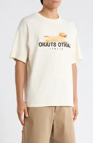 SANTO STUDIO Security Team Drappo Boxy Fit Cotton Graphic T-shirt