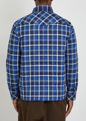 Moncler Quilted Checked Stretch-cotton Overshirt - Blue