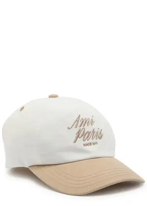 Ami Logo-embroidered Cotton Cap - White