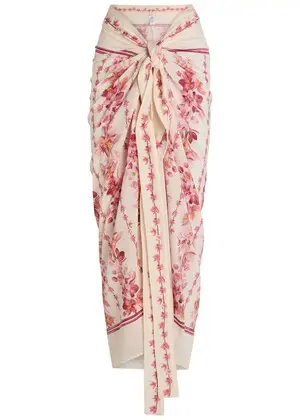 Agua Bendita Lavanda Floral-print Cotton-blend Sarong - Multicoloured